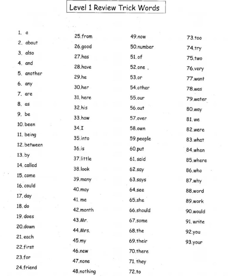 Grade 1 Fundations Trick Sight Words | First Grade Sight Words ...