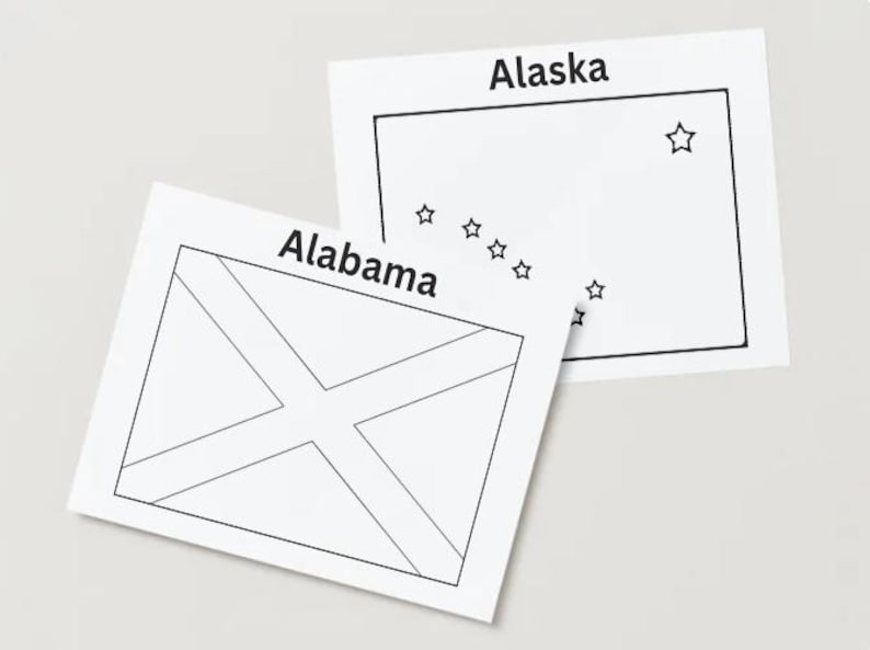 US State Flags Coloring Pages | 50 Instantly Printable Sheets (PDF ...