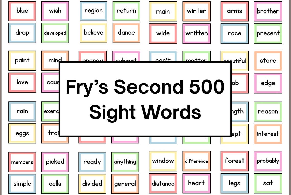Fry Sight Words Flashcards 501-1000: Second 500 (digital Download) - Etsy