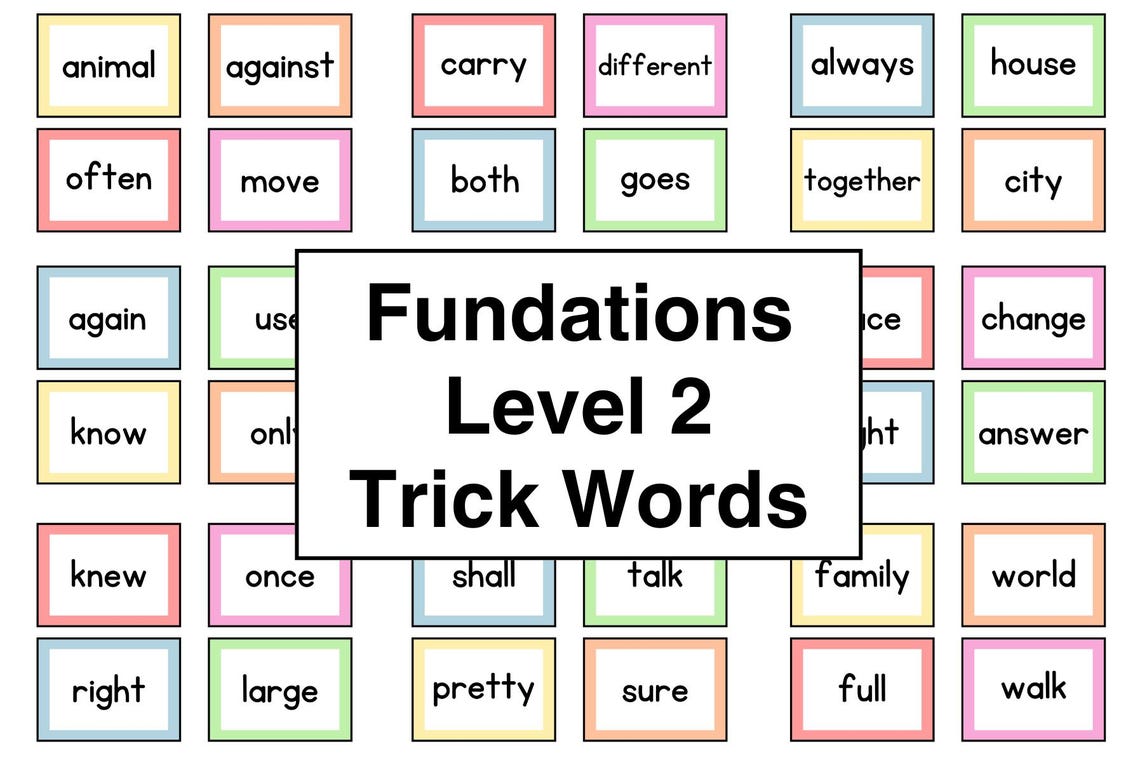 Grade 2 Fundations Trick Sight Words | Second Grade Sight Words ...