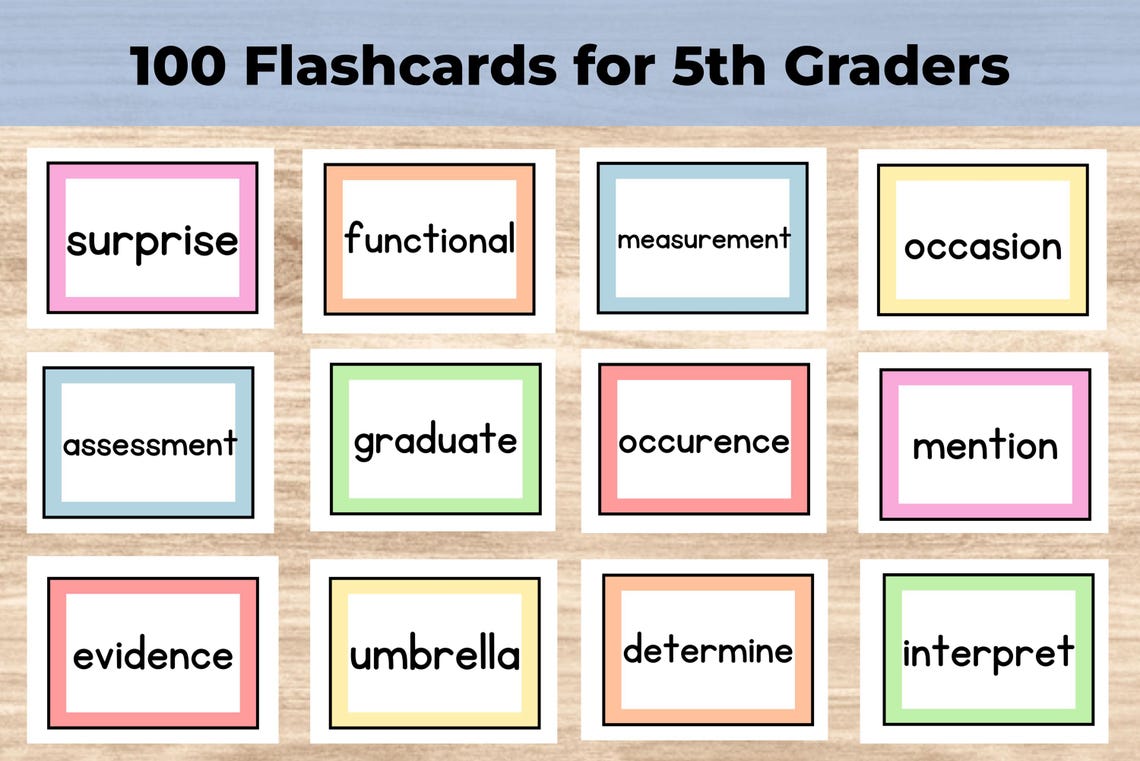 5th Grade Sight Words Flashcards | Fifth Grade Vocab | 5th Grade Word ...