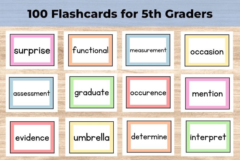 100 5th Grade Sight Words Flashcards | Fifth Grade Vocab | 5th Grade ...