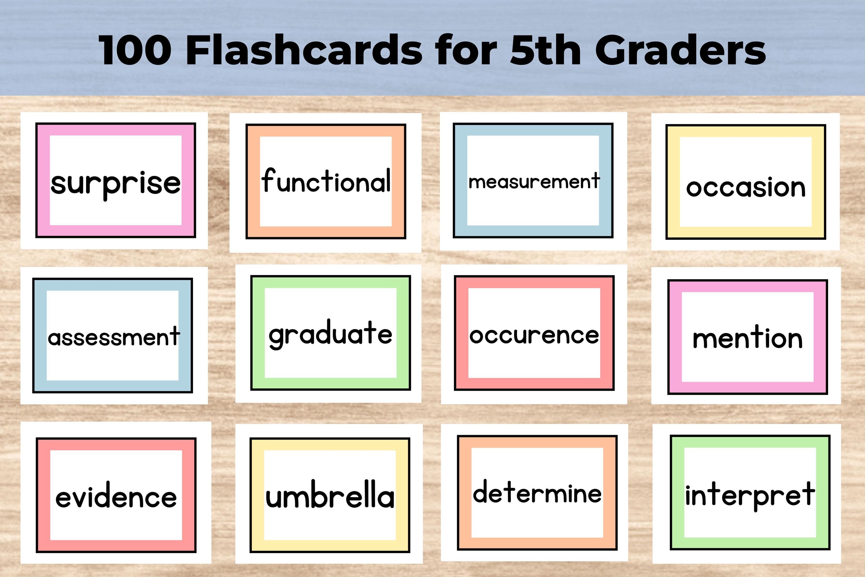 5th Grade Sight Words Flashcards | Fifth Grade Vocab | 5th Grade Word ...