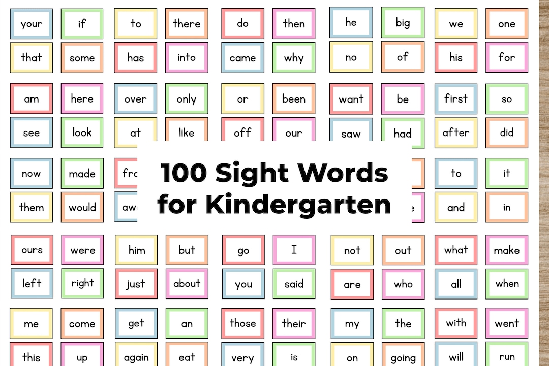 Kindergarten Sight Word Flashcards Kindergarten Vocab Reading Level ...