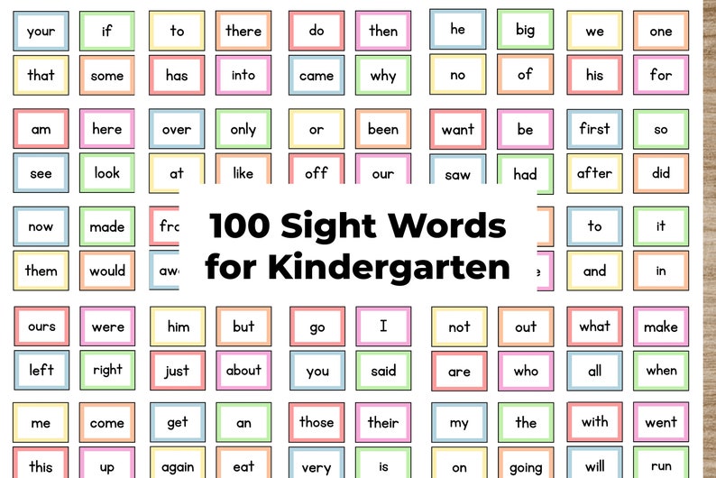 Kindergarten Sight Word Flashcards Kindergarten Vocab Reading Level ...