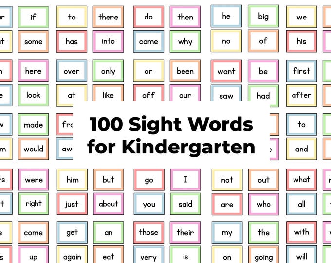 Kindergarten Sight Word Flashcards | Kindergarten Vocab | Reading Level ...