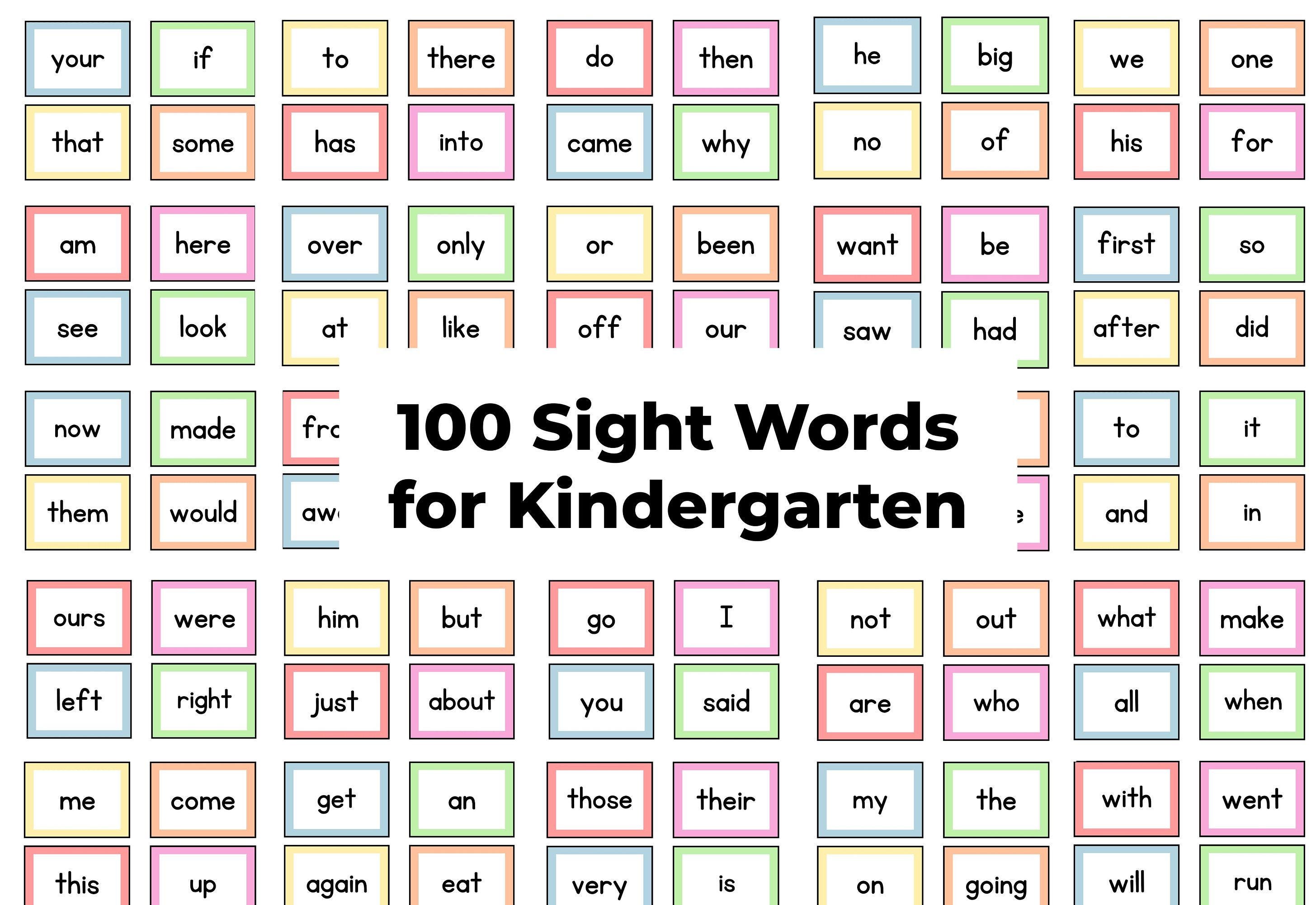 Kindergarten Sight Word Flashcards | Kindergarten Vocab | Reading Level ...