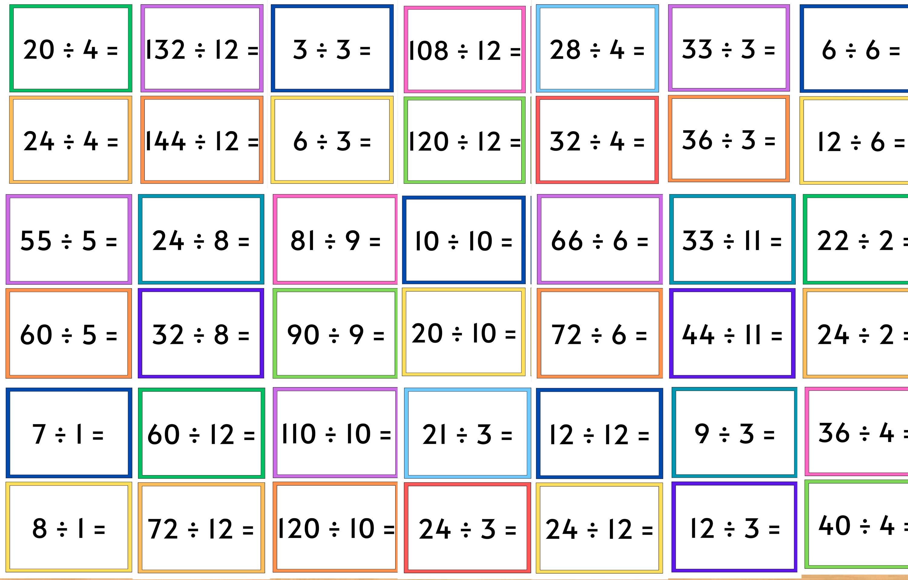 140+ Division Flashcards | 2nd, 3rd, and 4th Grade Division | Colorful ...