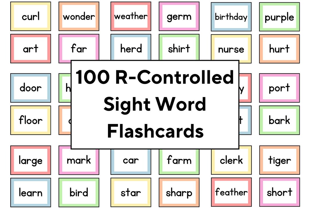 R-controlled Sight Words for Grades K-5 | Speech Therapy Flashcards ...
