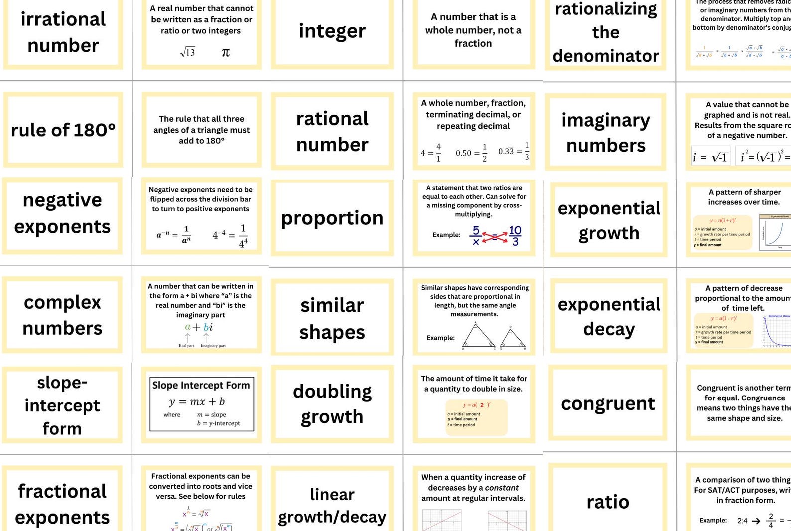 80+ SAT/ACT Math Vocab Flashcards | Improve Math Understanding Teens ...