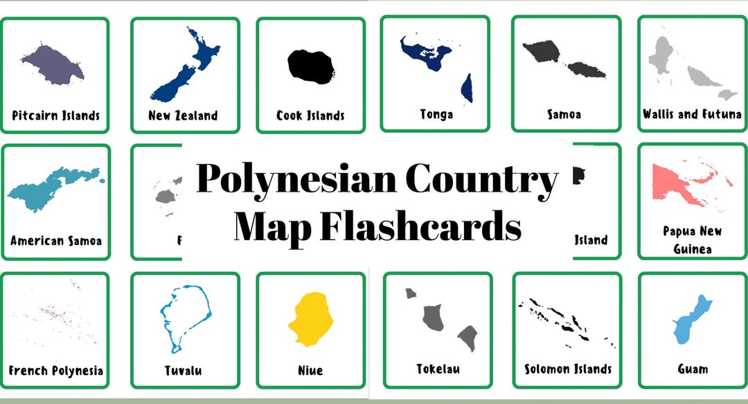 Polynesian Country Map Flashcards Geography Learn the Polynesian ...