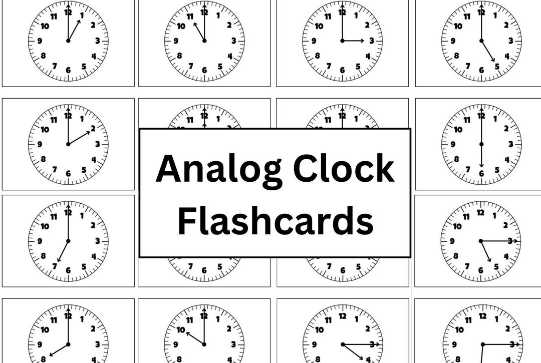 Analog Clock Flashcards for Grades Pre-k to 2nd Grade | Learn How to ...