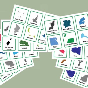 African Country Map Flashcards: Geography Learning (digital Download ...