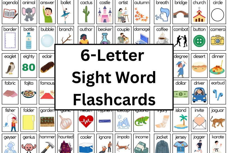 6-letter Sight Word Flashcards | Pre-k Kindergarten 1st Grade, Ready ...