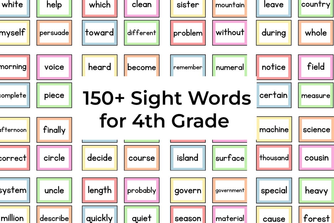 150+ 4th Grade Sight Word Flashcards | Fourth Grade Vocab | Reading ...