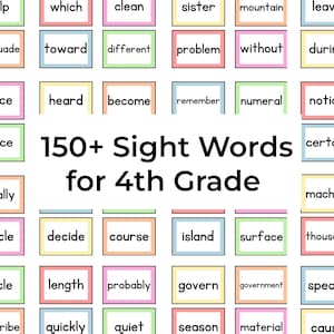 150+ Fourth Grade Sight Word Flashcards | Instant Download, Ready to ...