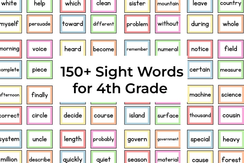 150+ 4th Grade Sight Word Flashcards | Fourth Grade Vocab | Reading ...