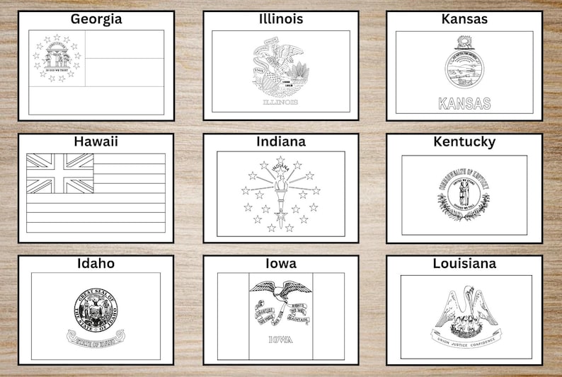 US State Flags Coloring Pages | 50 Instantly Printable Sheets (PDF ...
