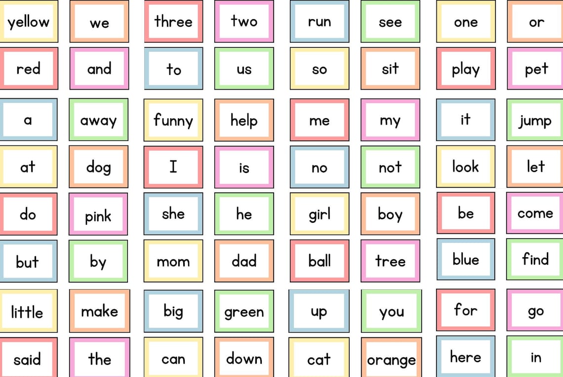 100 Pre-k Sight Word Flashcards | Preschooler Vocab | Reading Level Pre ...