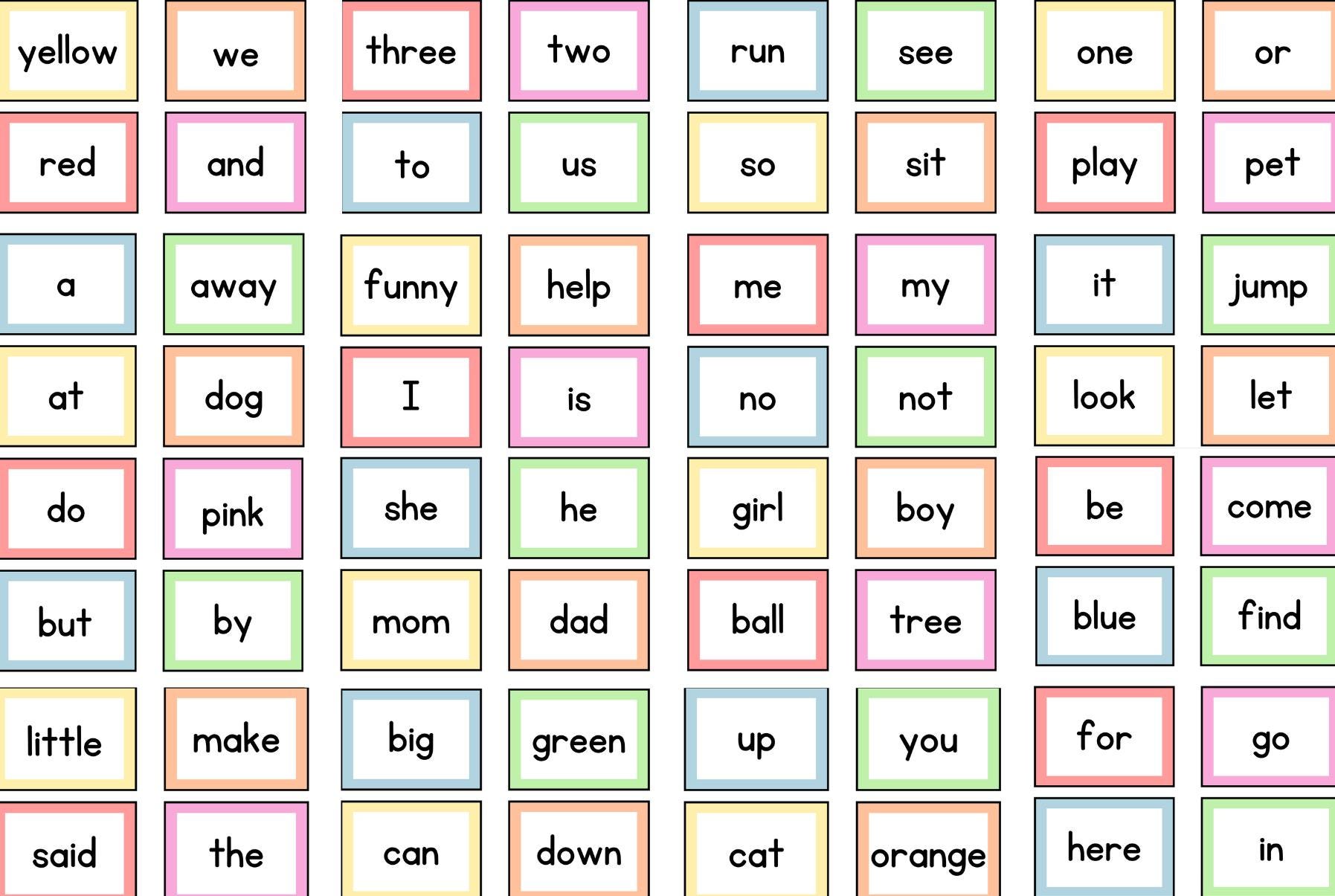 100 Pre-k Sight Word Flashcards | Preschooler Vocab | Reading Level Pre ...