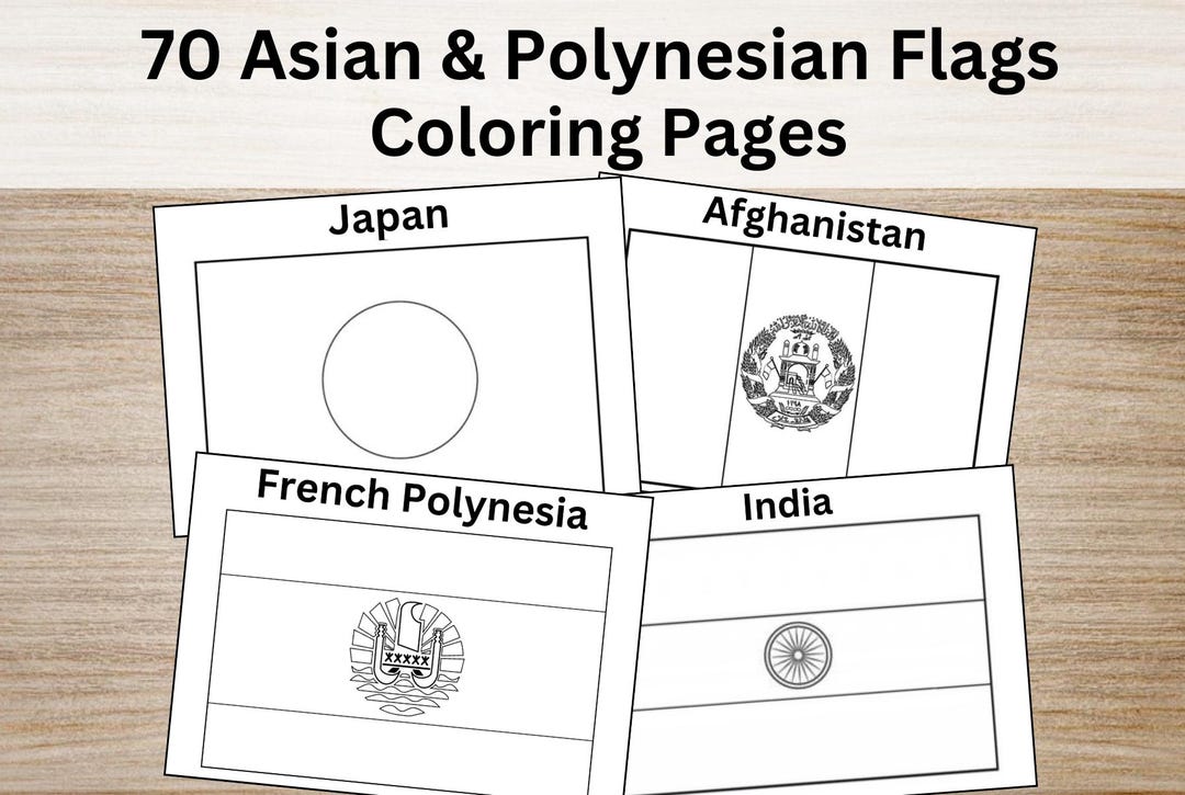 Asian & Polynesian Flags Coloring Pages | 70 Countries Ready for ...