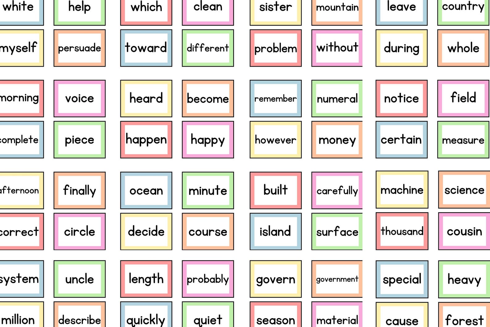 150+ 4th Grade Sight Word Flashcards | Fourth Grade Vocab | Reading ...