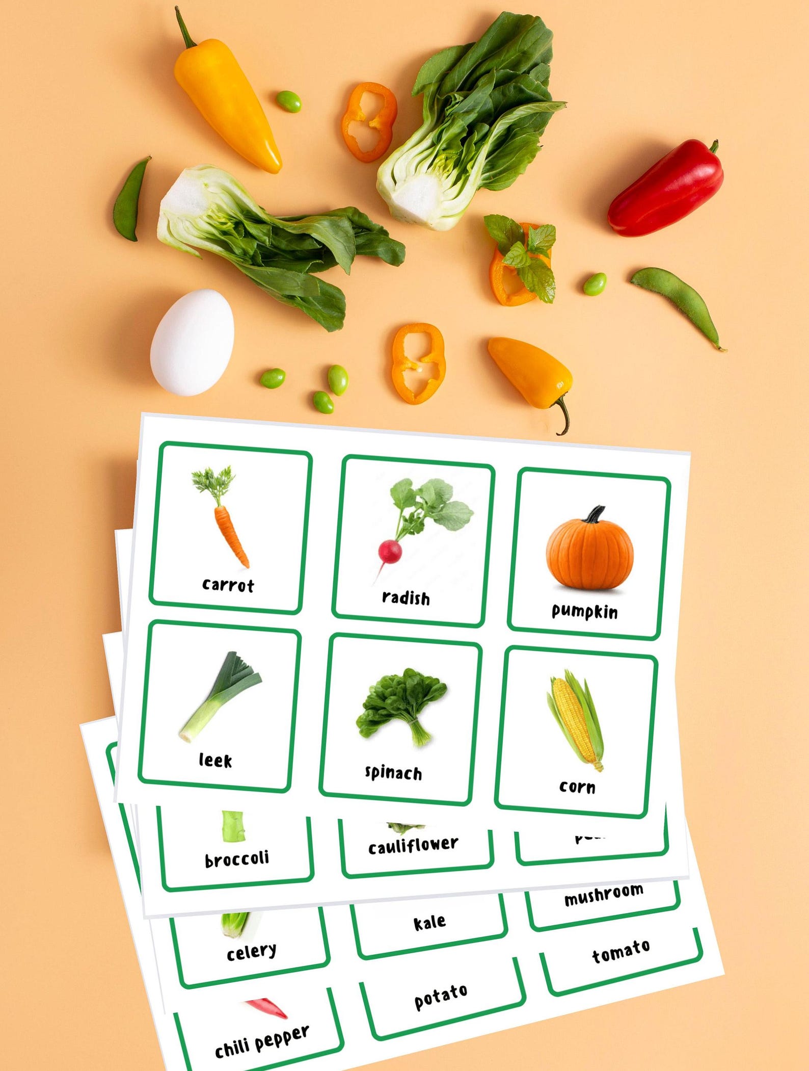 Fruits and Veggies Sight Word Flashcards Pre-k, Kindergarten Summer ...