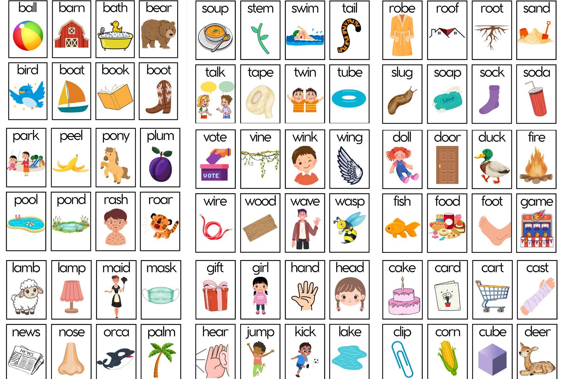 4-letter Sight Word Flashcards | Kindergarten and 1st Grade Vocab ...