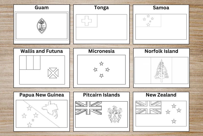 Asian & Polynesian Flags Coloring Pages | 70 Countries Ready for ...