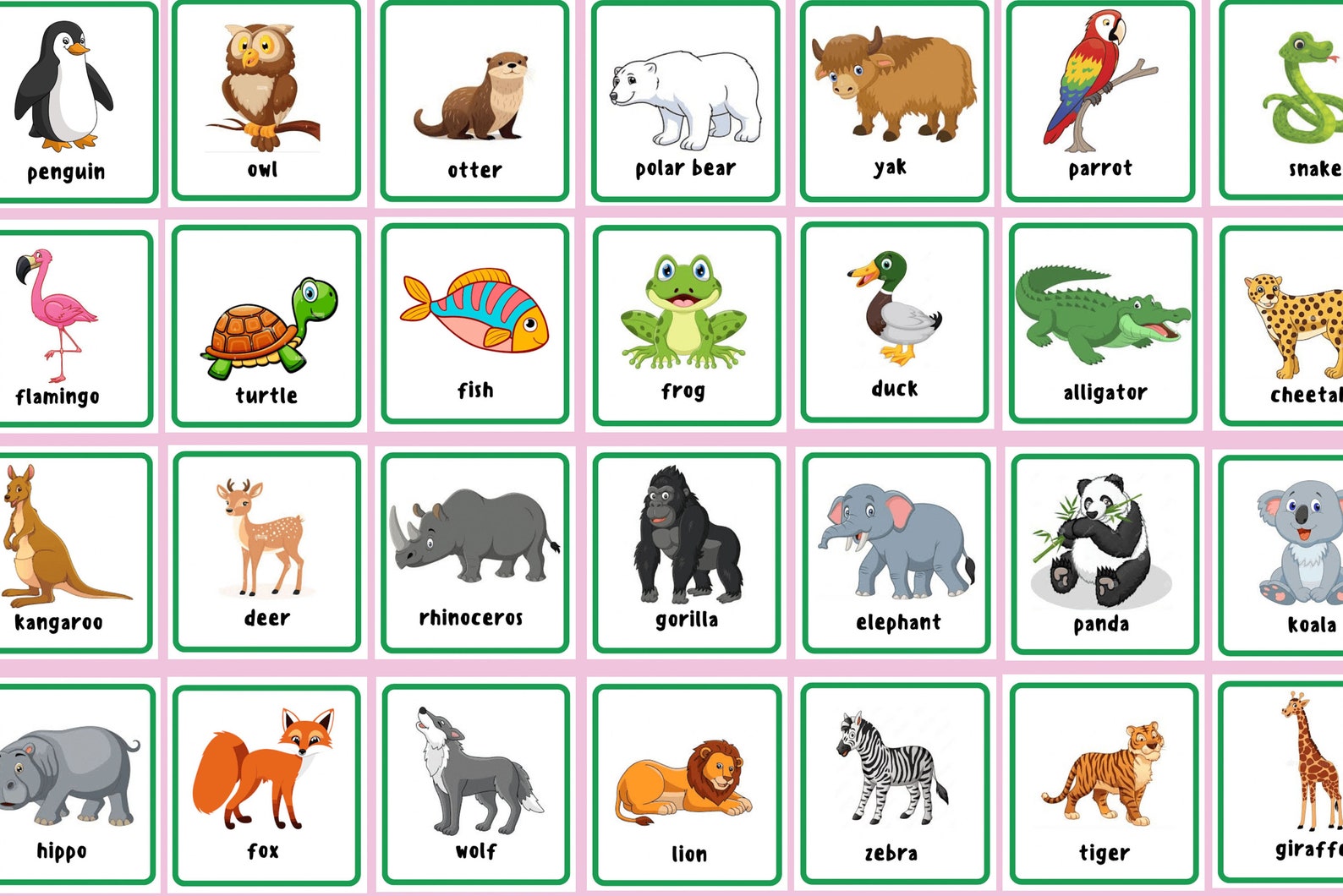 Zoo Animals Sight Word Flashcards | Kindergarten, Elementary School ...