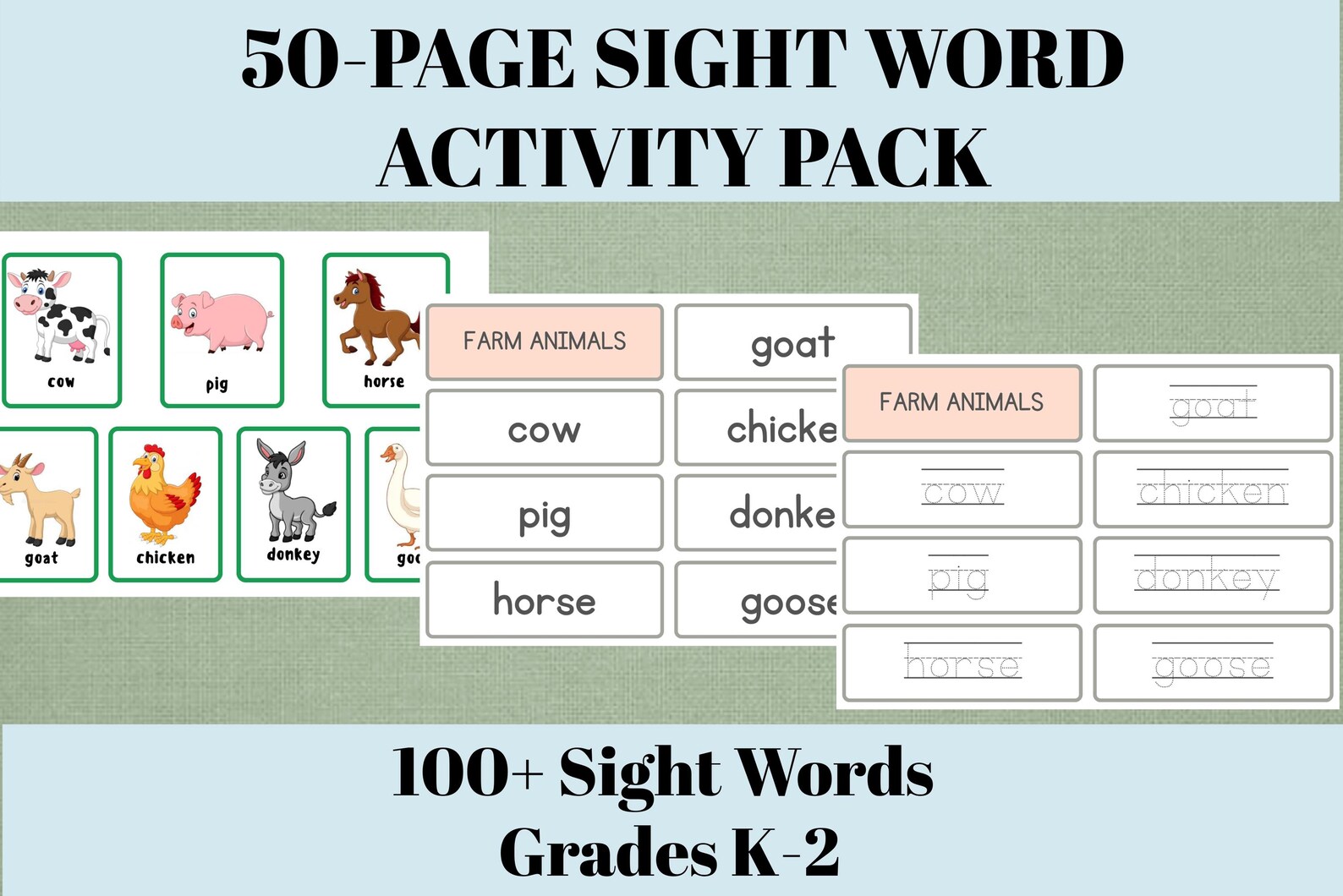 50 Page Sight Word Activity Pack 1st Grade Sight Words 2nd Grade Sight ...