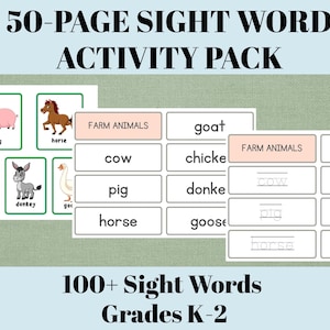 50 Page Sight Word Activity Pack 1st Grade Sight Words 2nd Grade Sight ...