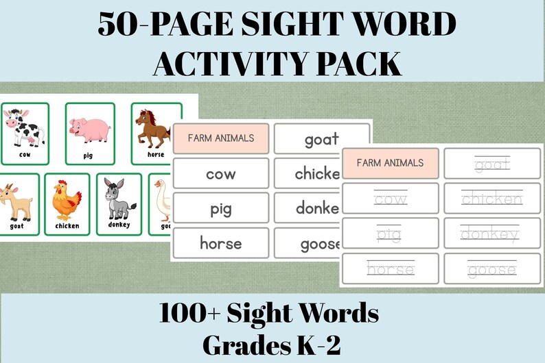 50 Page Sight Word Activity Pack 1st Grade Sight Words 2nd Grade Sight ...