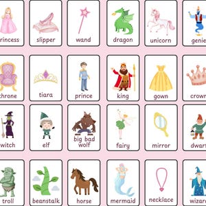 Fairytale Princess Flashcards | Princess Themed Birthday Party Game ...