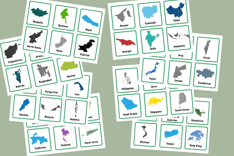 Asian Country Map Flashcards | Geography | Learn the Maps of Asia ...