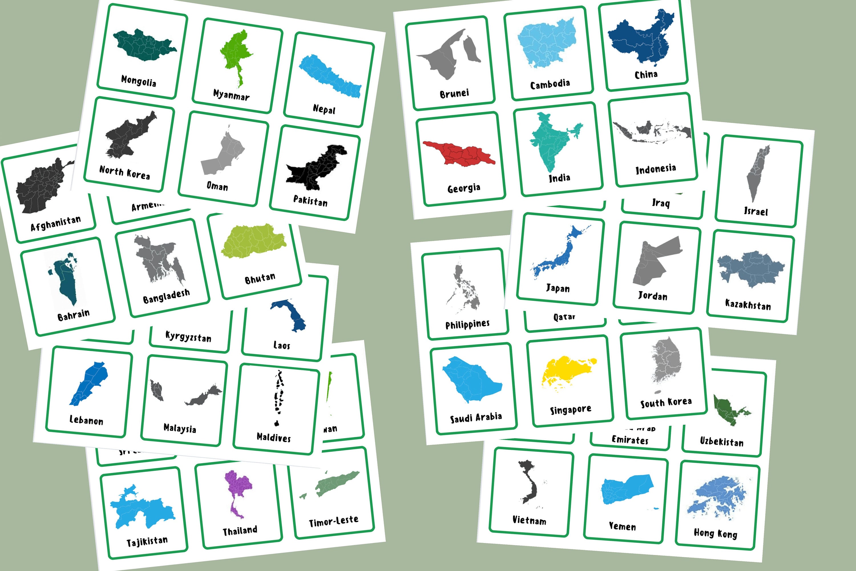 Asian Country Map Flashcards | Geography | Learn the Maps of Asia ...