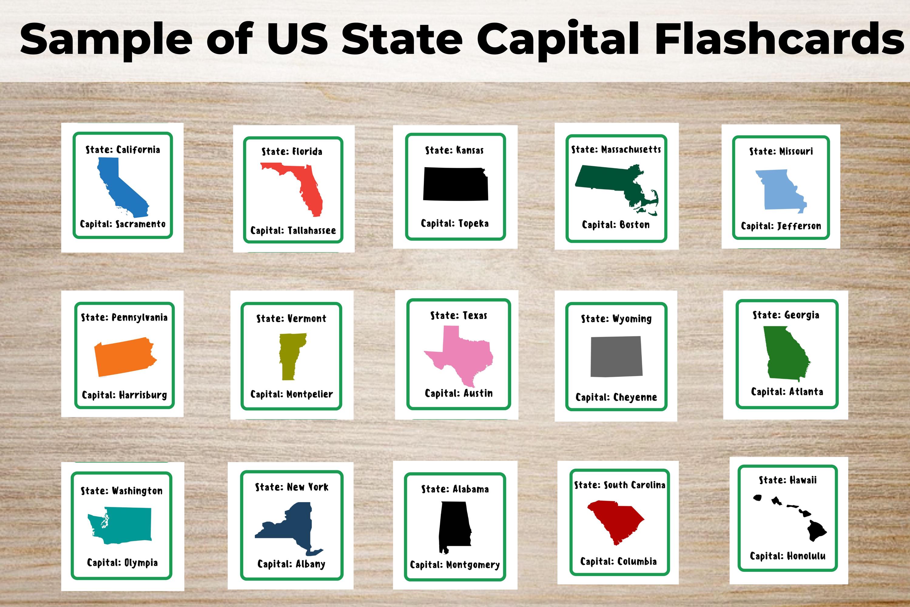 50 US State Capital Flashcards | Learn the Capitals of the United ...