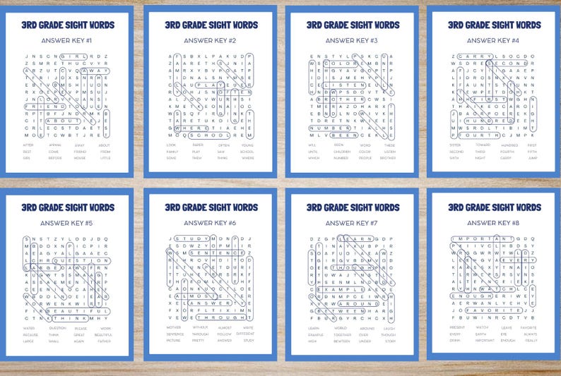 3rd Grade Sight Words-word Search Worksheets | Word Searches for Third ...