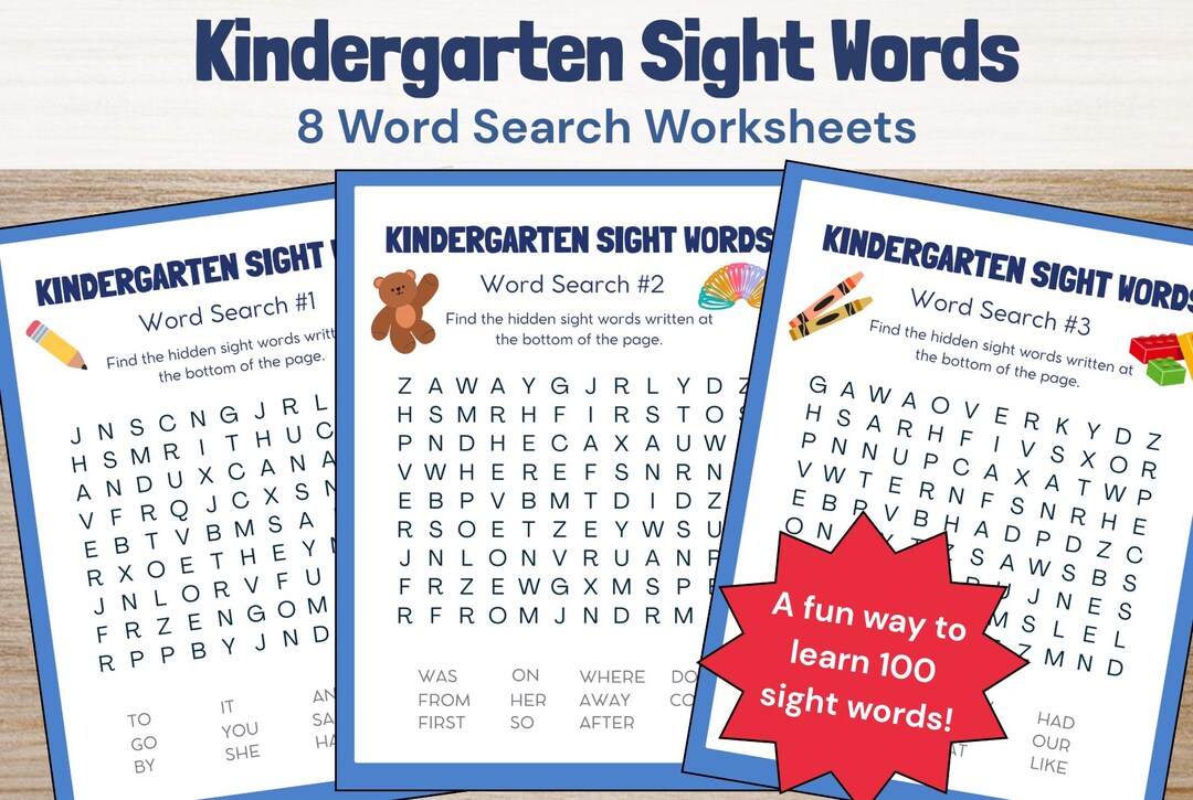 Kindergarten Sight Words-word Search Worksheets | Word Searches for ...