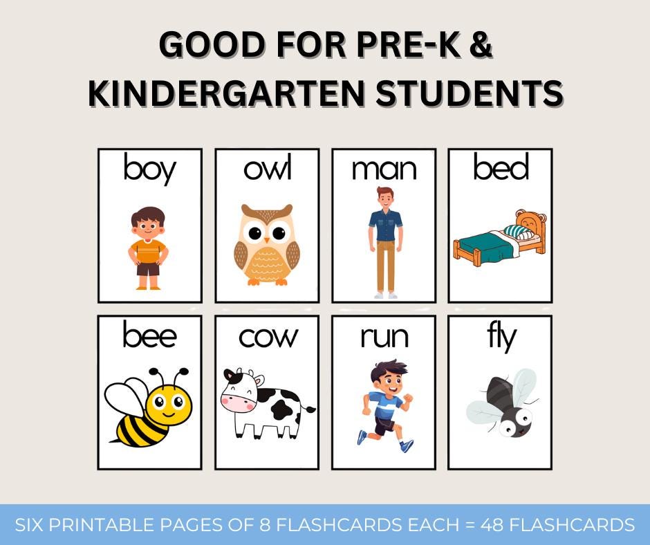 3-letter Sight Word Flashcards | Pre-k and Kindergarten Vocab | Reading ...
