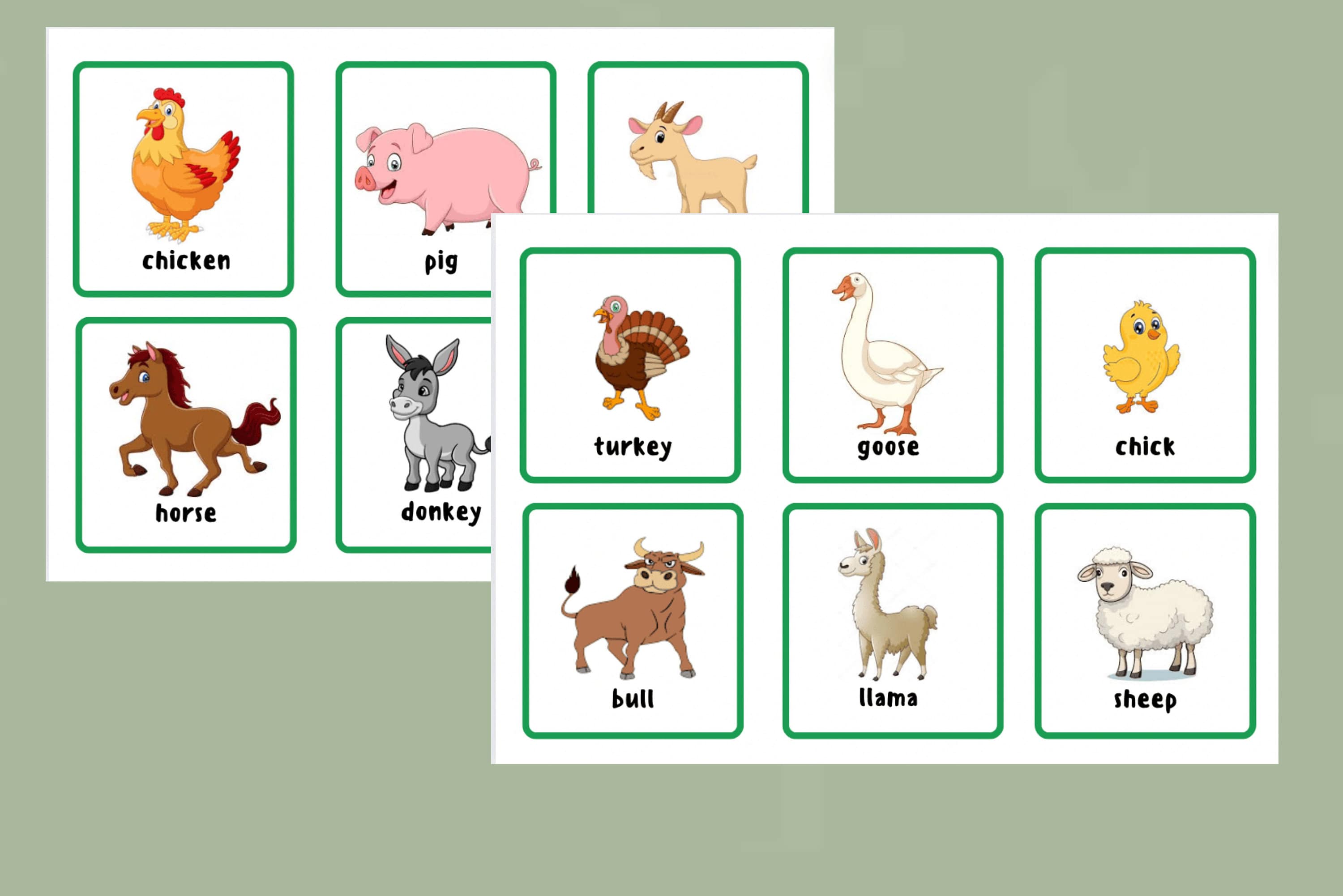 Farm Animals Sight Word Flashcards Kindergarten, Elementary School ...