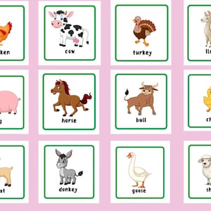 Farm Animals Sight Word Flashcards Kindergarten, Elementary School ...
