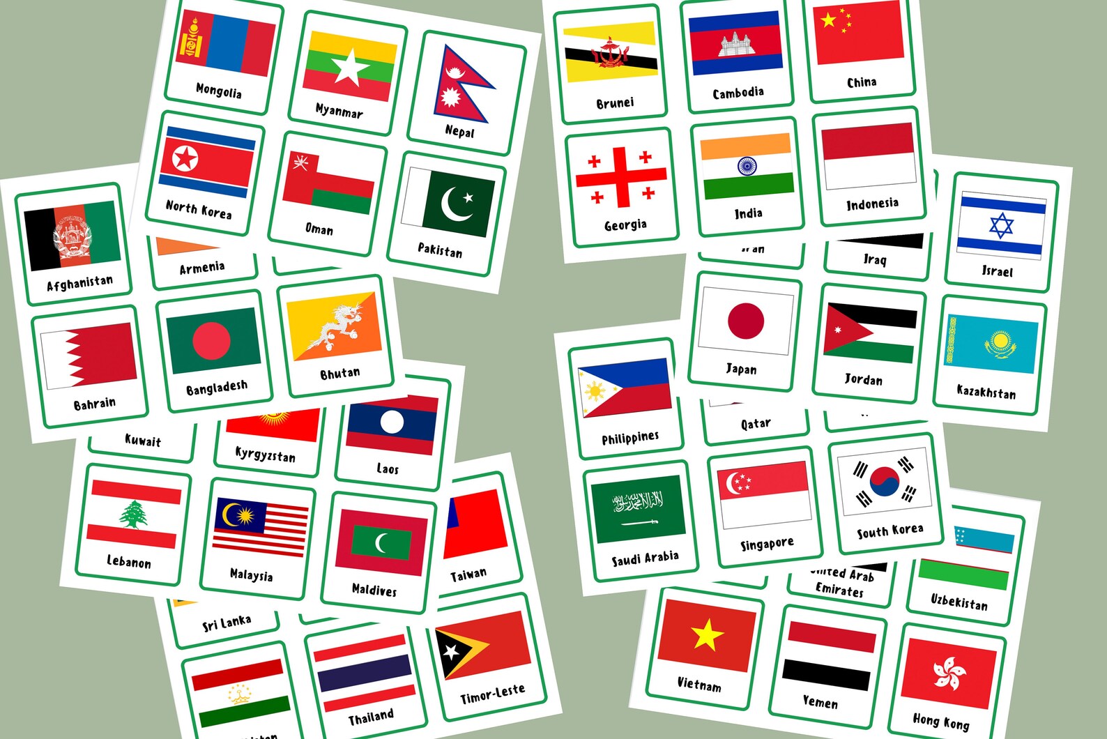 Asian Country Flag Flashcards | Geography | Learn the Asian Countries ...