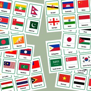 Asian Country Flag Flashcards | Geography | Learn the Asian Countries ...