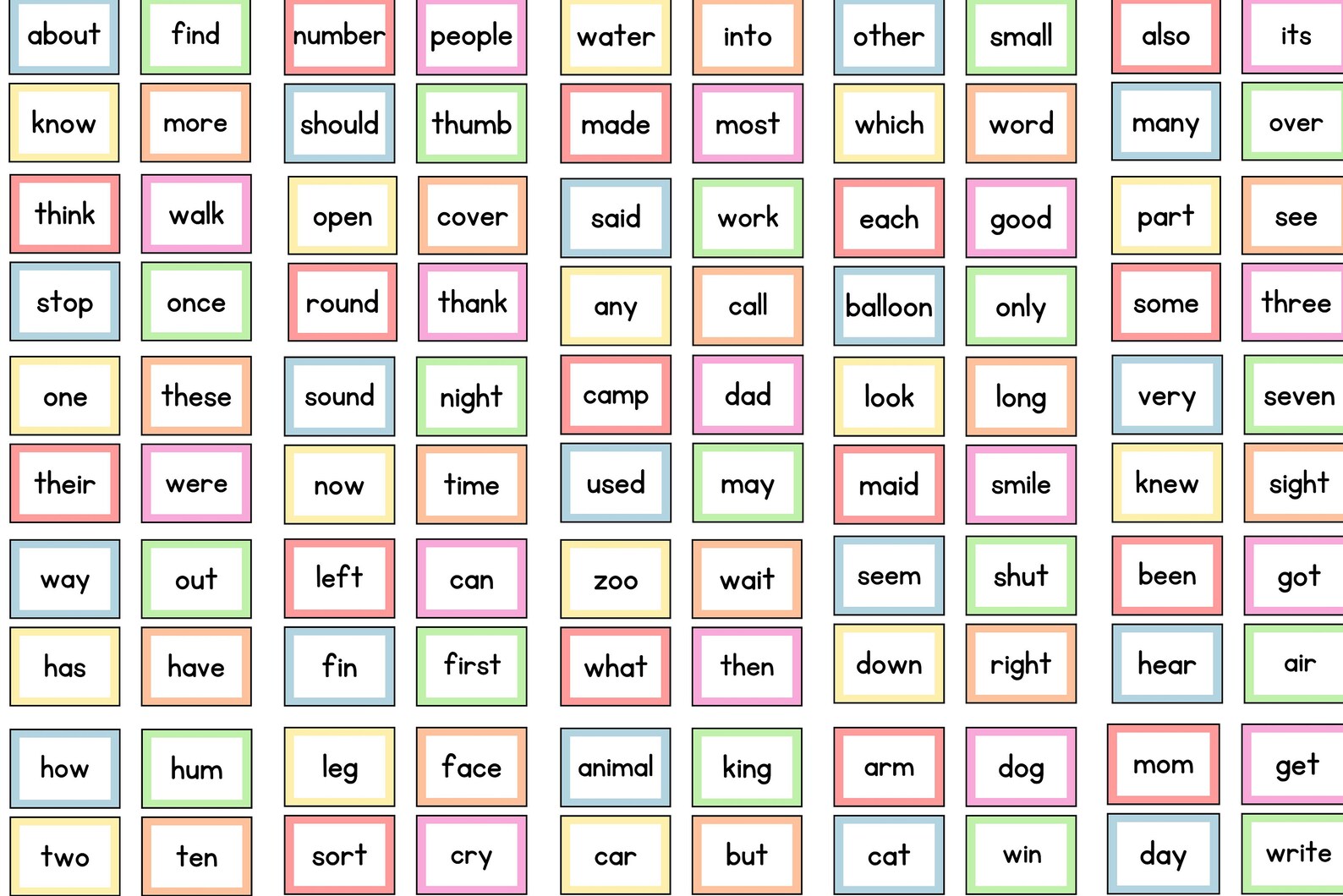 100 1st Grade Sight Word Flashcards | First Grade Learn to Read ...