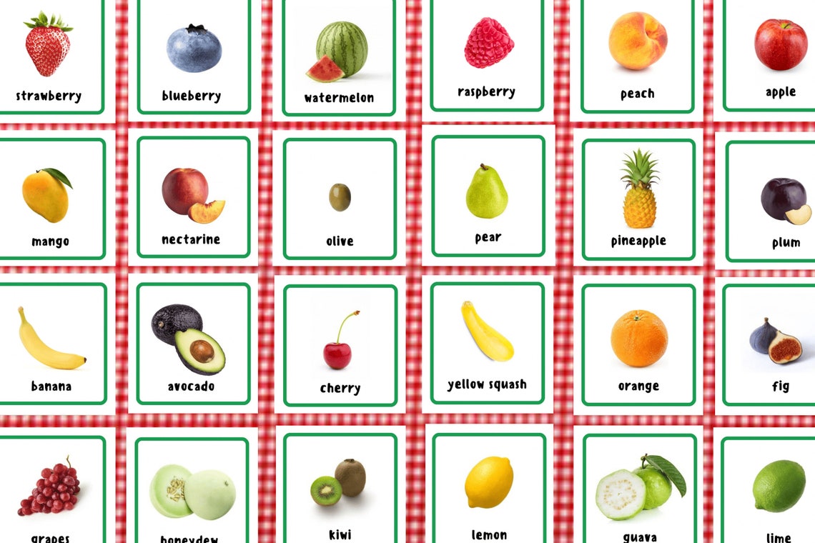 Fruits and Veggies Sight Word Flashcards Pre-k, Kindergarten Summer ...