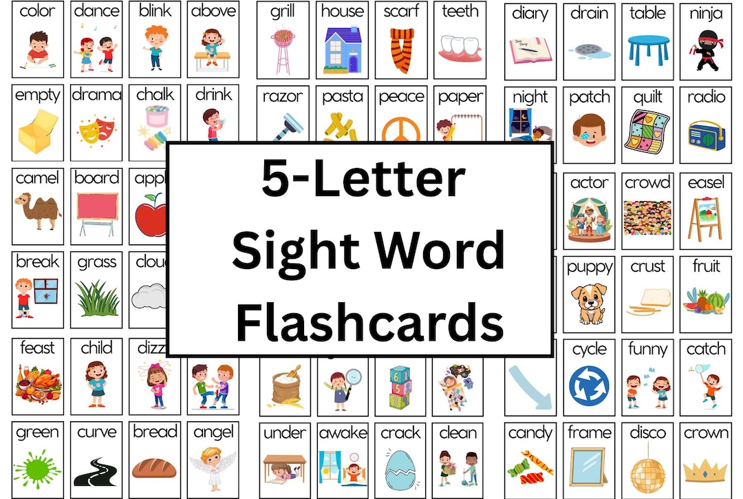 5-letter Sight Word Flashcards | Pre-k Kindergarten, Ready for Printing ...