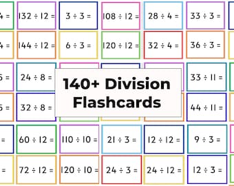 140+ Division Flashcards | 2nd, 3rd, and 4th Grade Division | Colorful ...
