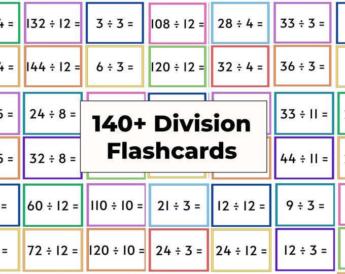 140+ Division Flashcards | 2nd, 3rd, and 4th Grade Division | Colorful ...