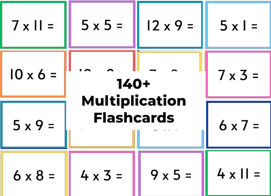 140 Multiplication Flashcards Multiplying Practice for 2nd, 3rd, 4th ...